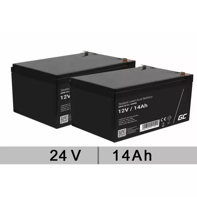 Potężny akumulator 24V 14 Ah (Pakiet 2x12V) AGM VRLA do samochodu ...