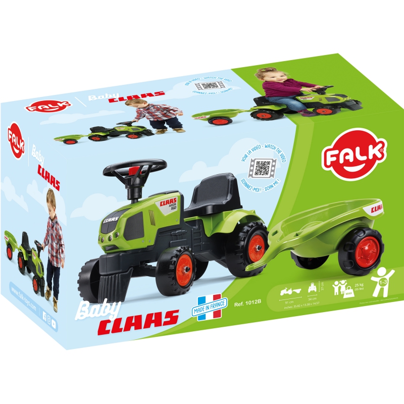 Falk 1012B Traktorek Baby Claas Axos 310 Przyczepka od 1 roku